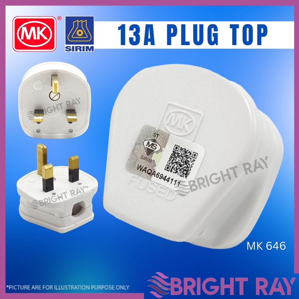 MK 646 13A Plug Top Premium Heavy Duty Bakelite Material 3 Pin Fused ...