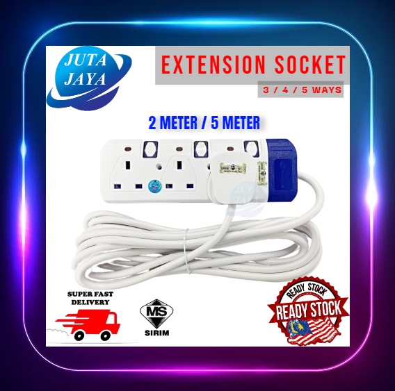 SIRIM APPROVED Extension Plug Trailing Socket w Neon Plug Adaptor ...