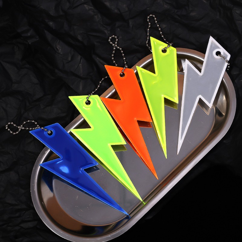 High Visibility Reflective Pendant Keychain Lightning Shape for Bags ...