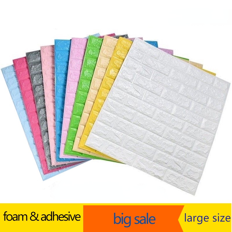 Wallpapers Adhesive Wallpaper Foam 3D Dinding Wallpaper Brick Stickers ...