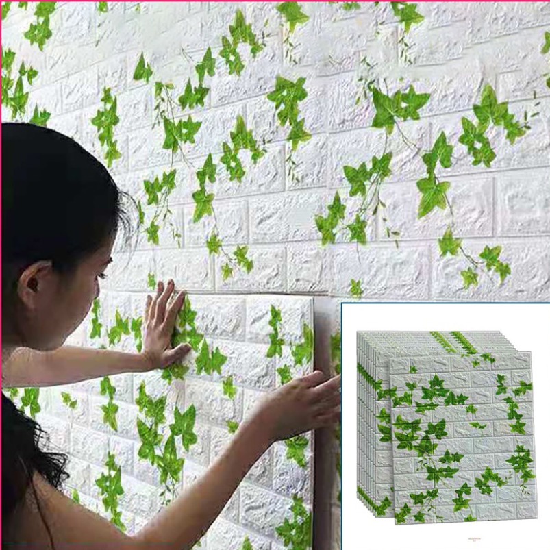 Wallpapers Adhesive Wall Paper Dinding Wallpaper Brick Foam 3D Stickers ...