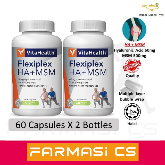 VitaHealth Flexiplex MSM & HA 60 capsules x 2 bottles (TWIN) EXP:06/ ...
