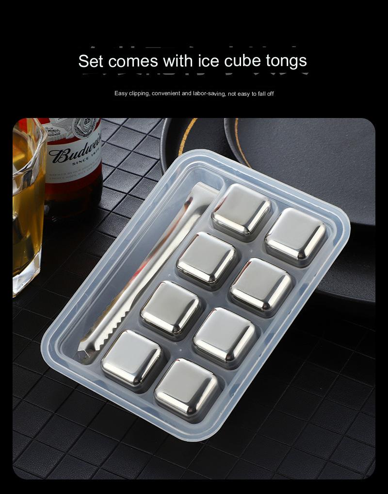 BC Freezing Ice Cubes Reusable Metal Chilling Stones Stainless Steel ...