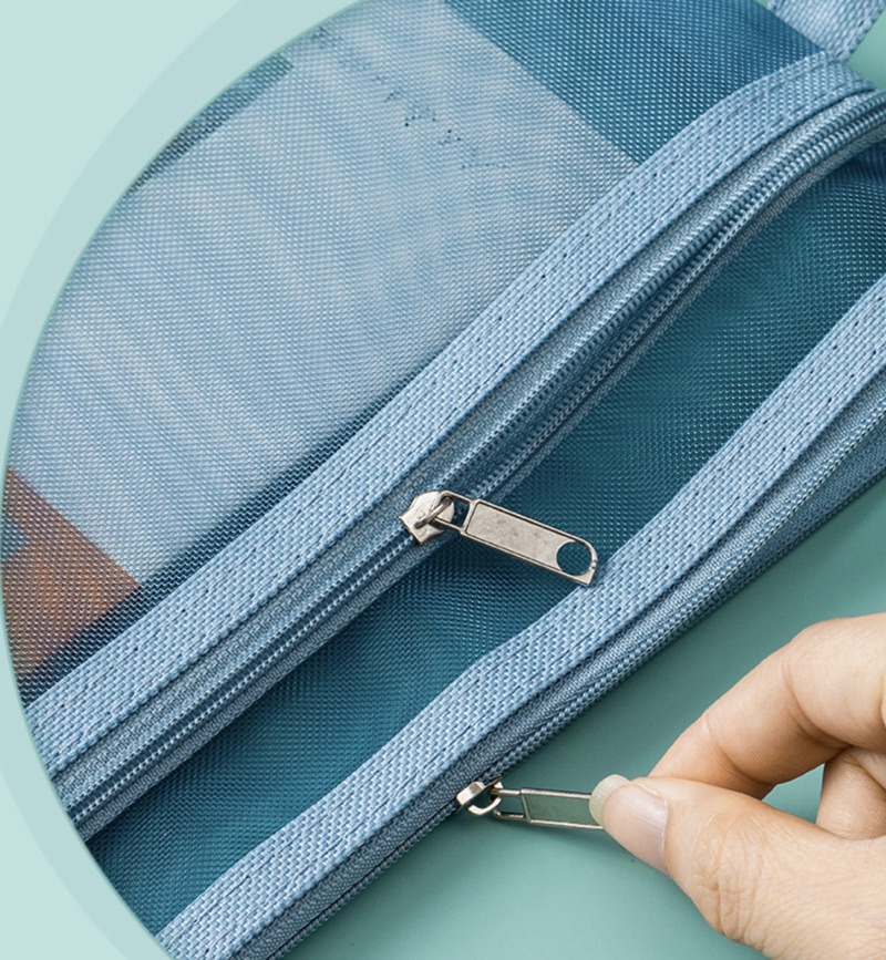 NYLON Double Layer Document File Zipper Pouch Zip File Bag Grid ...