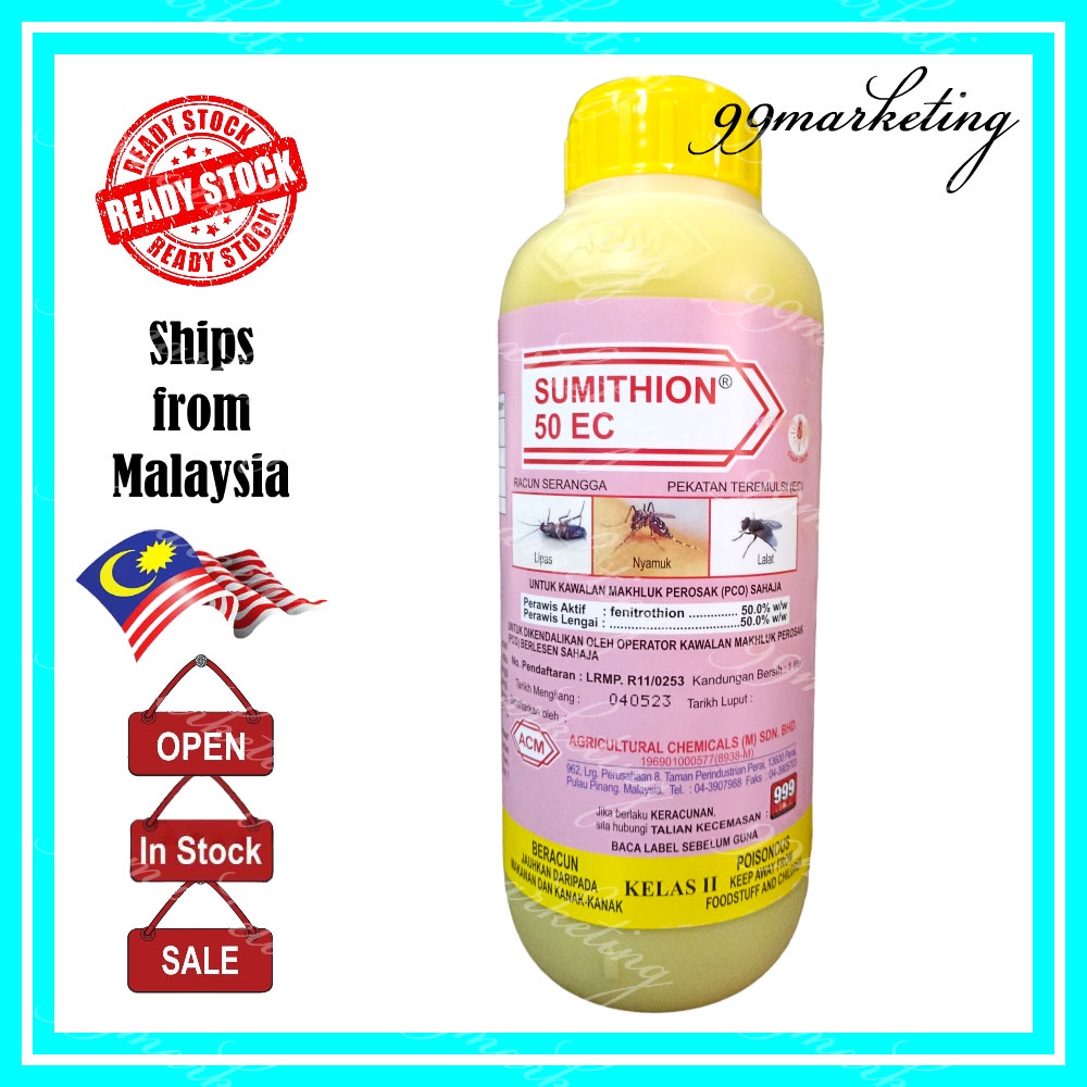 1L Sumithion 50 EC ACM Fenitrothion 50% Organophosphate Mosquito Insecticide Racun Serangga ...
