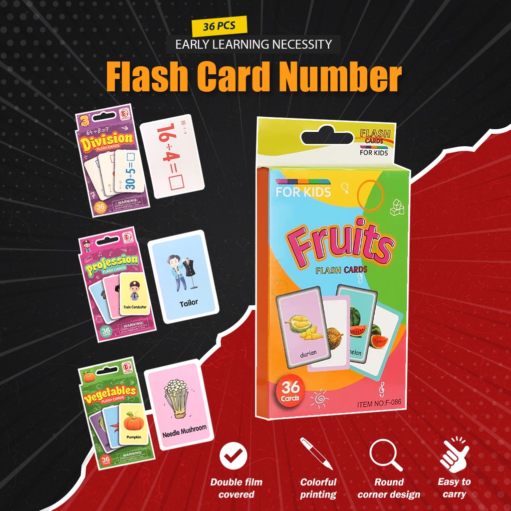 Flash Card Number Alphabet Fruit Weather Kids Educational Baby Toys ...