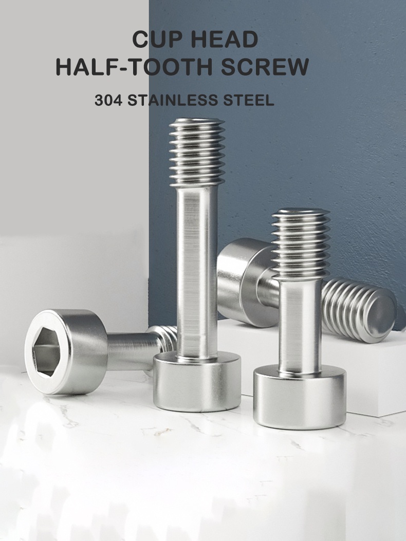 304 Stainless Steel Internal Hexagon Socket Head Half Tooth Bolt Round ...