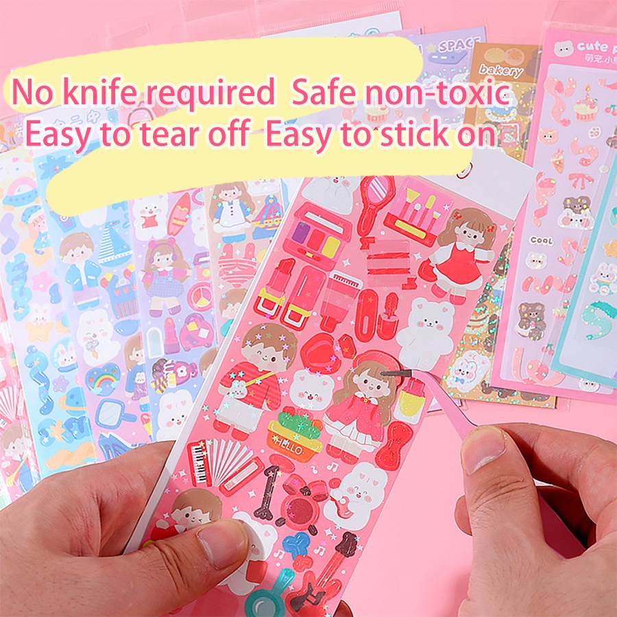 200pcs Kawaii Laser Cartoon Stickers Set – Cute Goo Goo Cards with Free ...