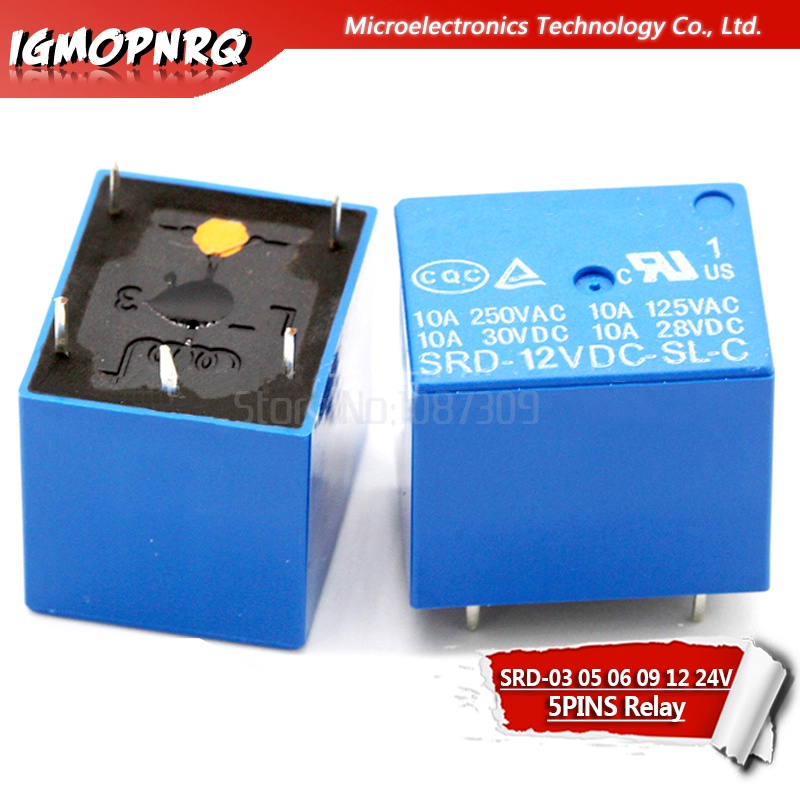 5PCS Relay SRD-03 05 09 06 24 12VDC-SL-C 5PINS 3V 5V 9V 6V 24V 12V High ...