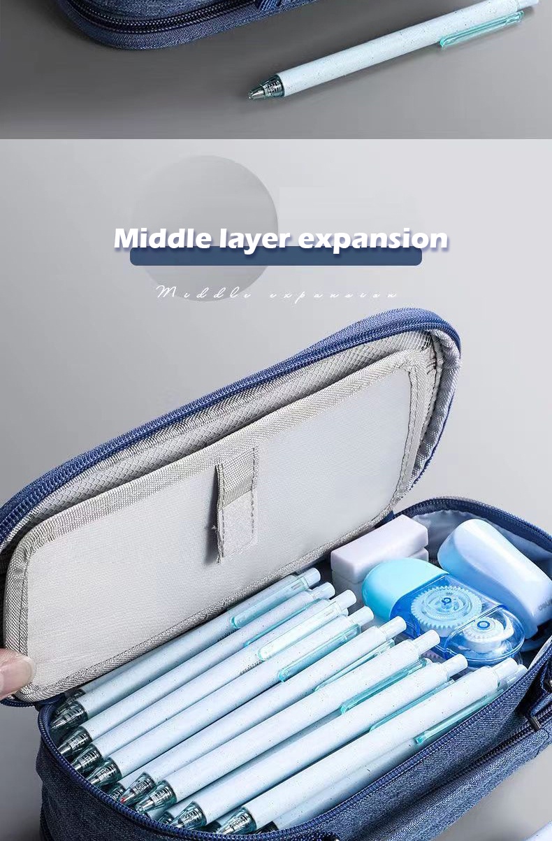 Portable Pencil Bag Large Capacity 5-Layer Storage Box Simple Unisex ...