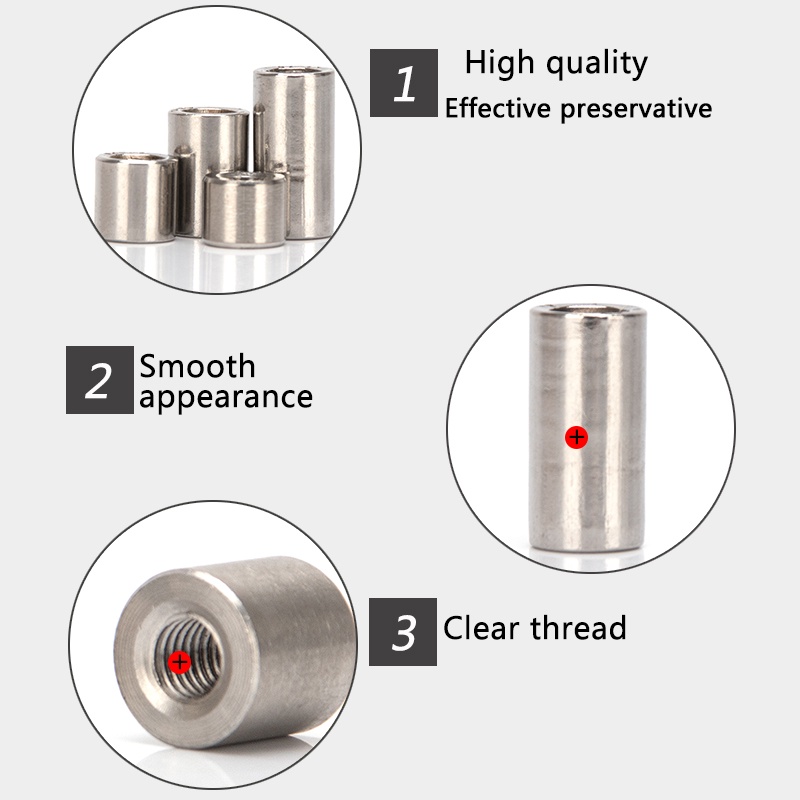M8 M10 304 Stainless Steel Round Coupling Nuts Extend Long Lead Screw ...