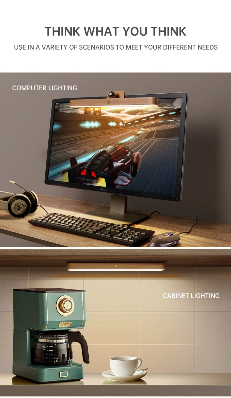 Nordic wood wall light, USB rechargeable bedside wall sconces, magnet ...