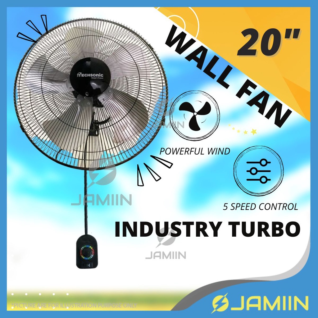 TECHSONIC 20" Wall Fan Industrial Series Fan 120W Kipas Besar Kilang ...