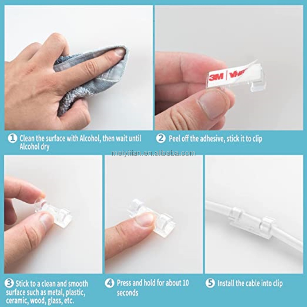 20 Pcs Wire Cable Clips Desktop Organizing Wire Holder Wall Adhesive ...