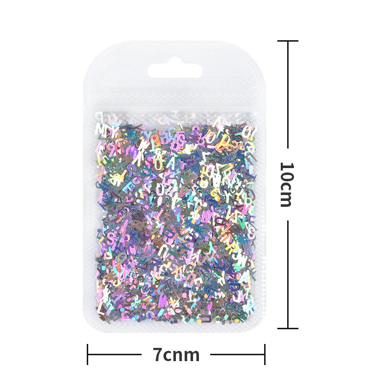 Holographic Glitter English Letter Sequins Nail Art Decoration Laser ...