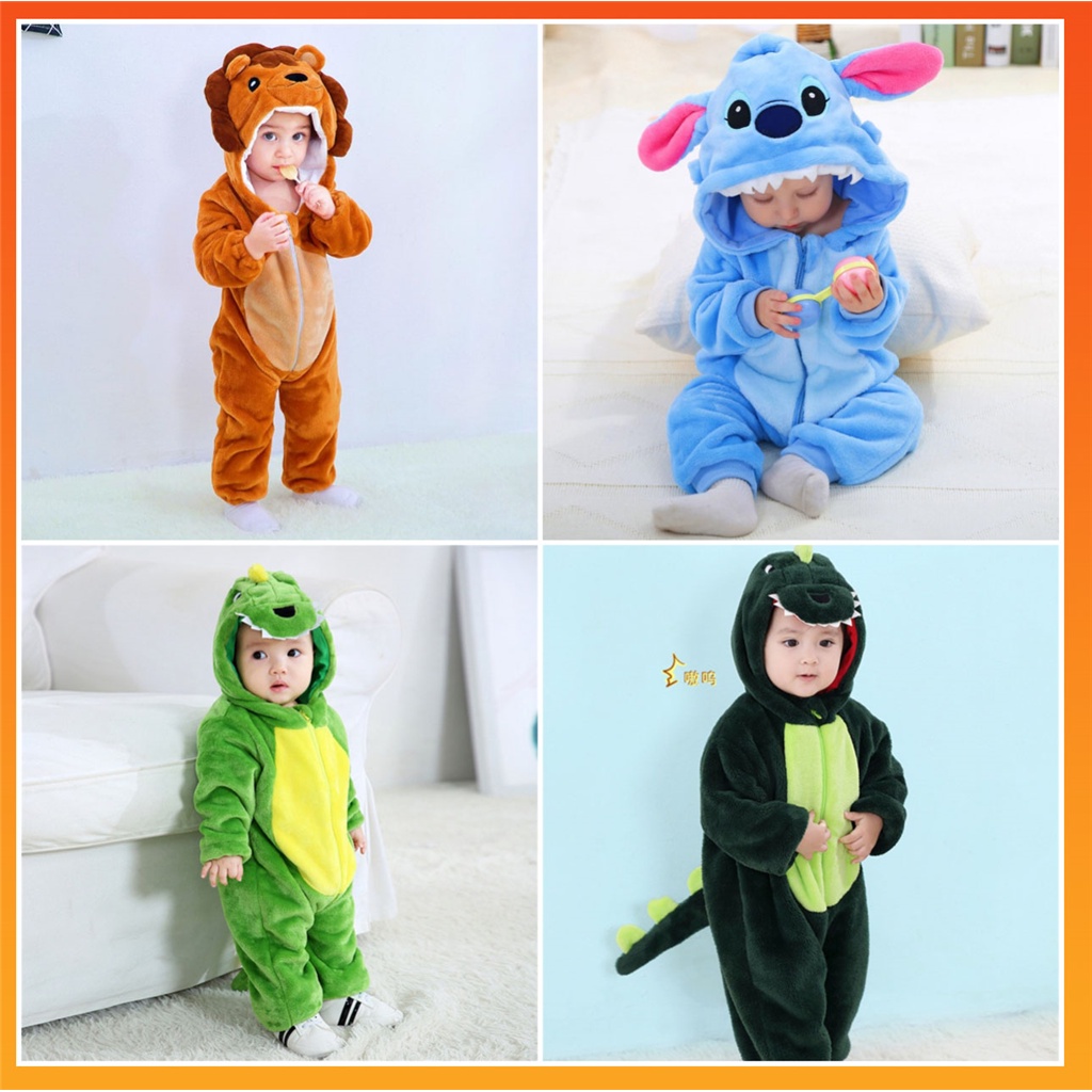 Newborn Baby Clothes Boys Girls Hooded Jumpsuit Kigurumi Cartoon Animal ...