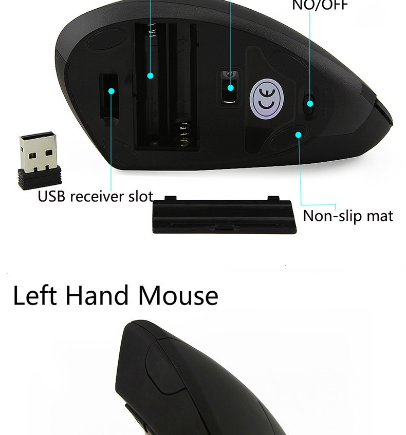 Vertical Wireless USB Mouse Ergonomic Rechargeable Portable PC Gamer For Computer Lap top ...
