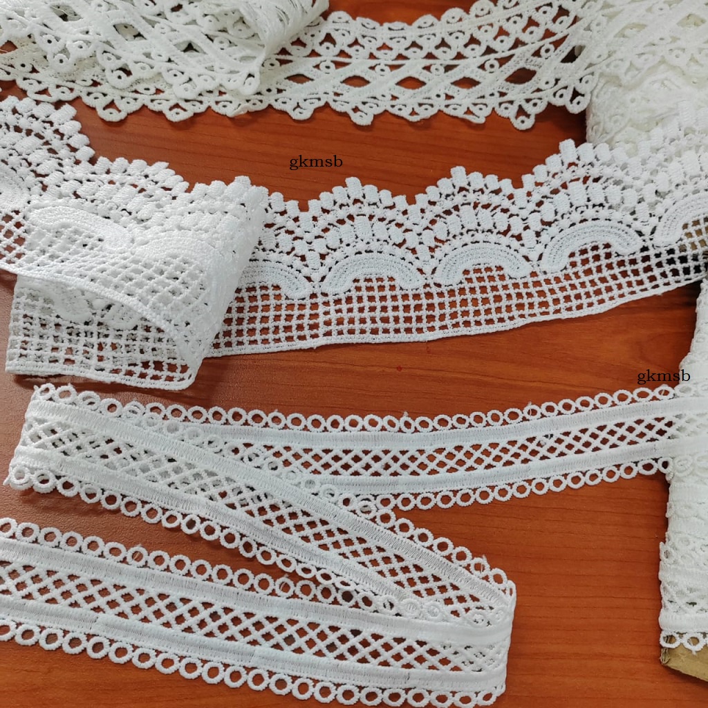1 Meter Lace Lebar Milk Spun Polyster Lace Renda Putih Renda Langsir ...
