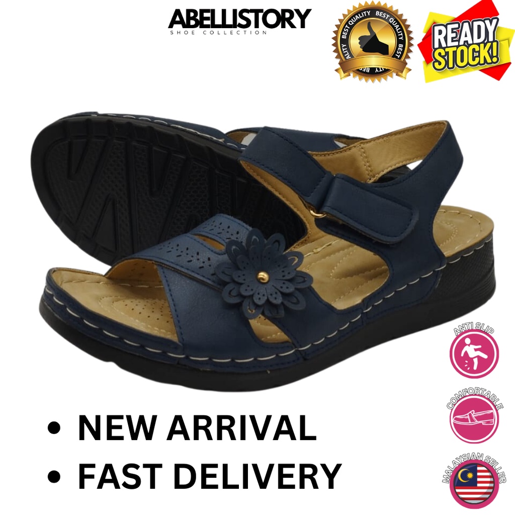 (Abellistory) Women Adjustable Trendy Flower Pattern Comfort Sandals ...