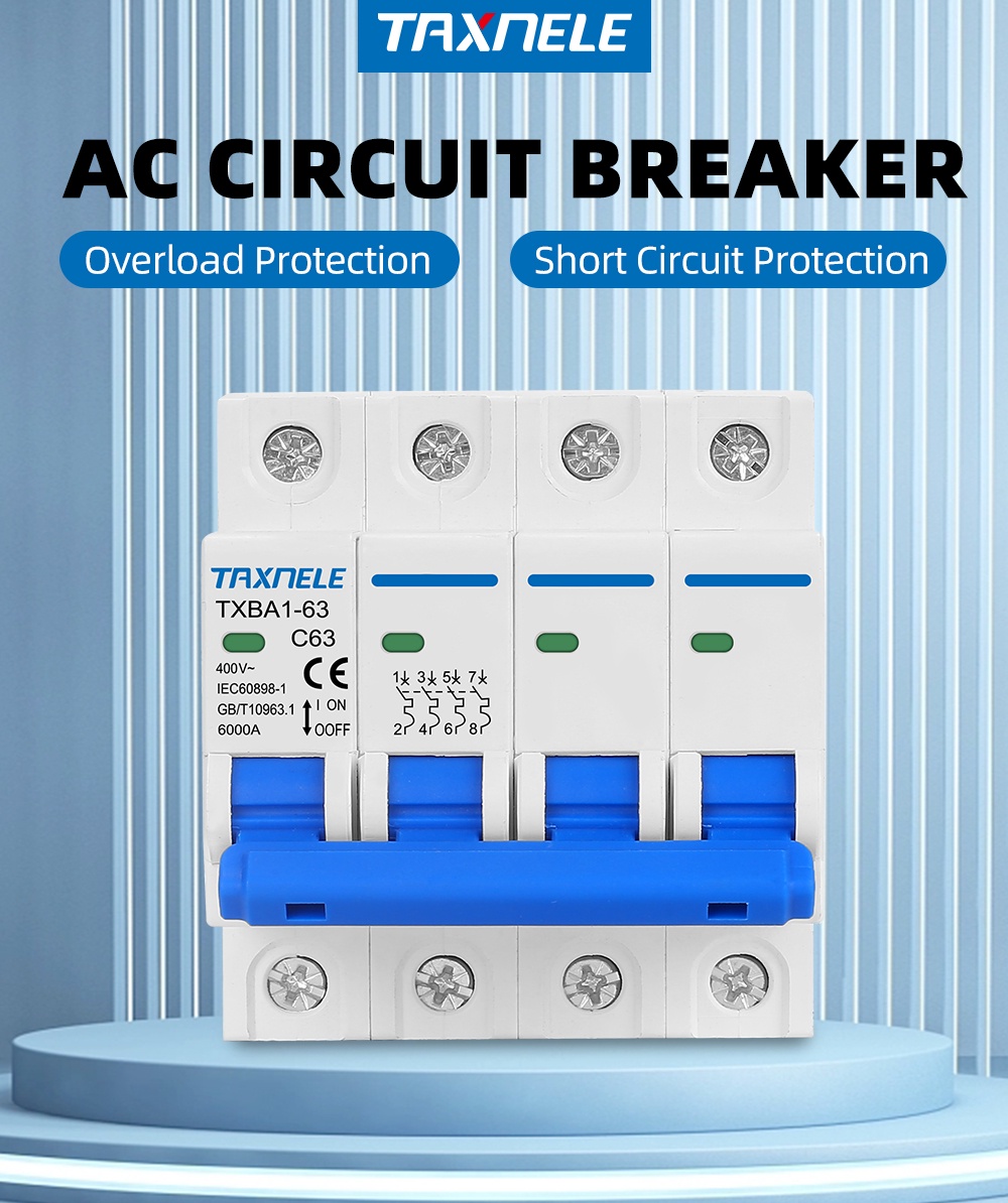 DZ47 400V 4P 6-63A C Type Mini Circuit Breaker MCB Short Overload Circuit Protector 35mm Din ...