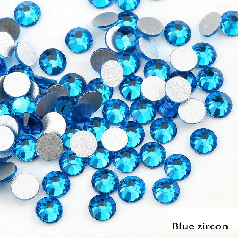 1440pcs/bag Blue zircon/ Capri Blue Rhinestone for Nail Art 1.3mm-6.5mm ...
