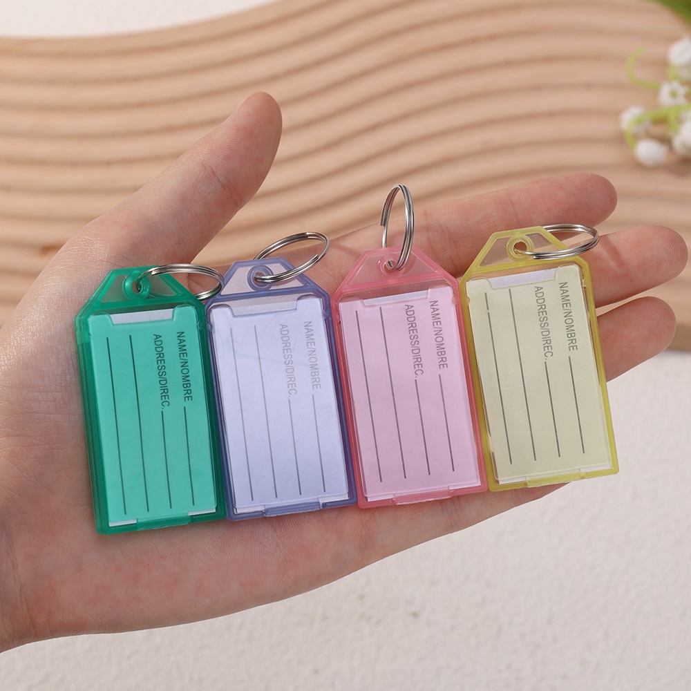 1Pc Random Plastic Key Tags with Flap Label/ Split Ring for DIY ID ...