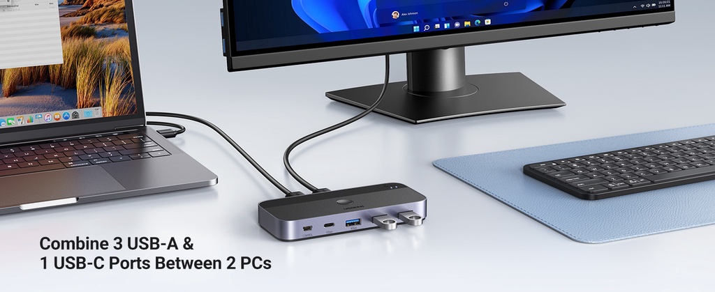 UGREEN USB 3.0 KVM Switch 5GBPS Type C Switcher Sharing Keyboard and ...