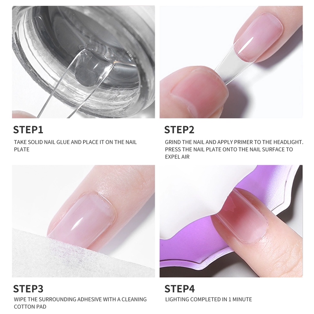 Solid Nail Tips Gel Solid Sticker Nail Tips Adhesive Glue Patch Super ...