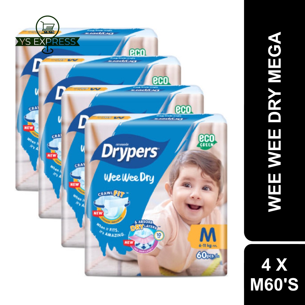 DRYPERS Wee Wee Dry Mega M 60'S X 4 | Shopee Malaysia