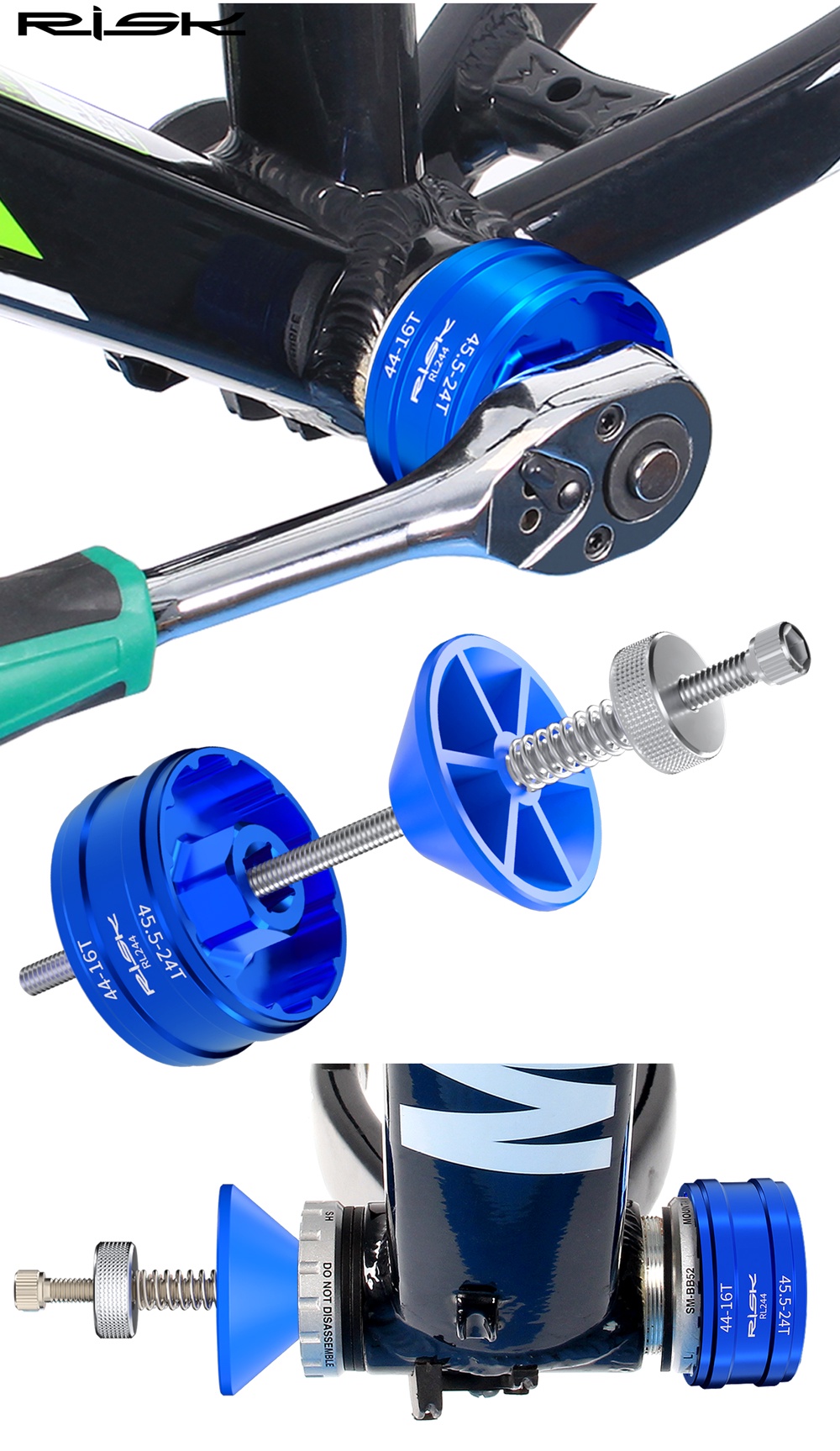 RISK Bicycle Bottom Bracket Cup Removal Tool Ratchet Wrench Toos For ...