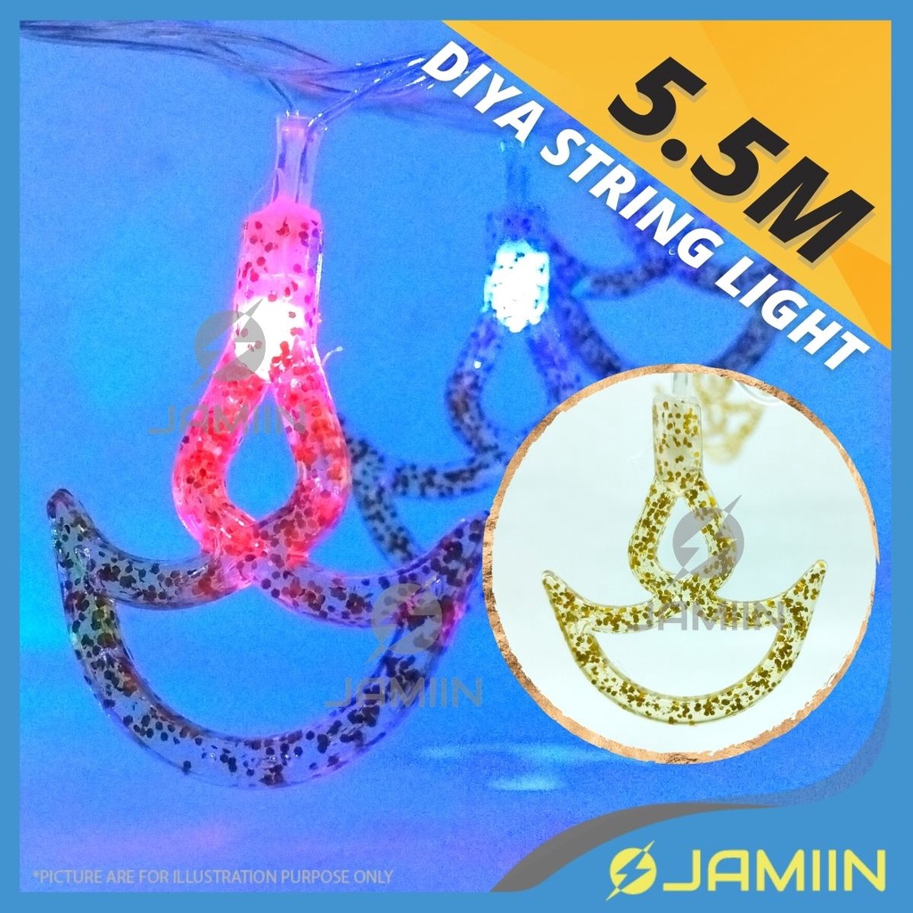 5.5METER 32L Diya Light Mix Color String Light Deepavali Lampu Lip Lap ...
