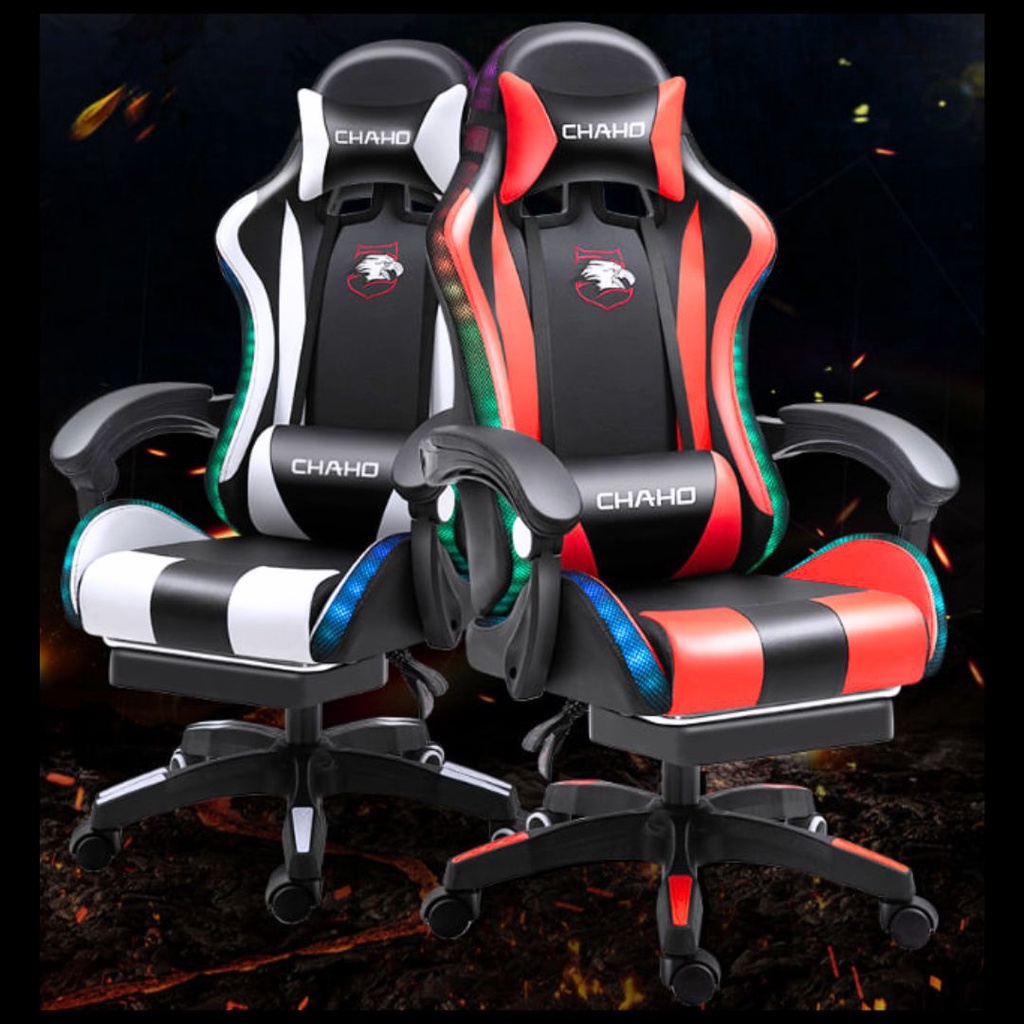 RGB Ergonomic Backrest Gaming Chair With Speaker Foot Rest and Height ...