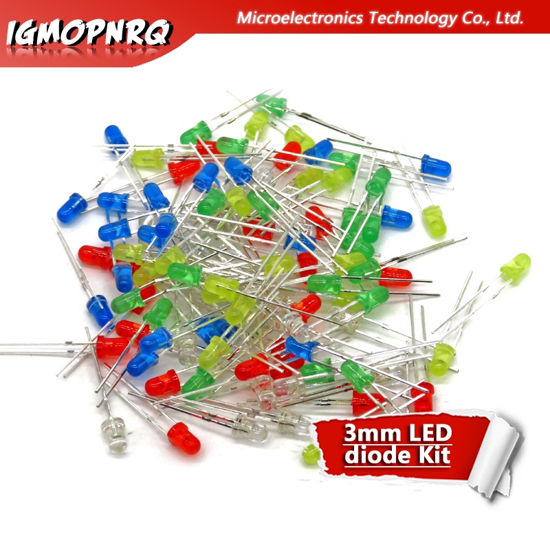 5Colors*20PCS=100PCS 3mm LED diode Light Assorted Kit Red Green Yellow ...