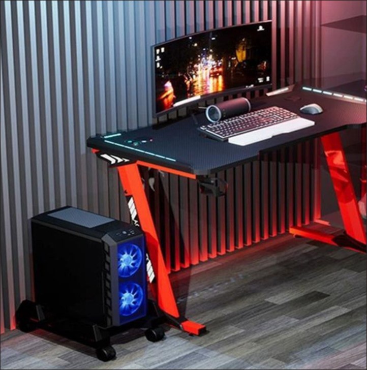 FTC Pro-Z Gaming Table with RGB Light + Carbon Fiber Texture Surface ...