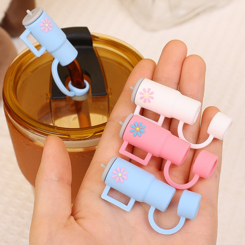 Silicone Reusable Cup Shaped Straw Toppers Straw Plug for Stanley 30 ...