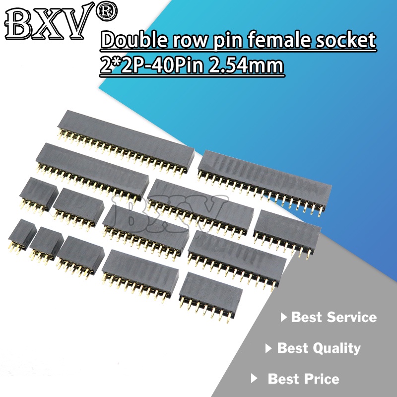 (10-100PCS) Double Row Pin Female Header Socket Pitch 2.54mm 2*2p 3PIN ...