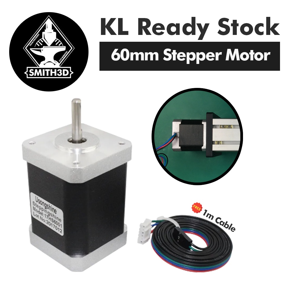 60mm Stepper Motor Nema17 Lightweight with 1m Cable 60mm 1.8 Degree for ...