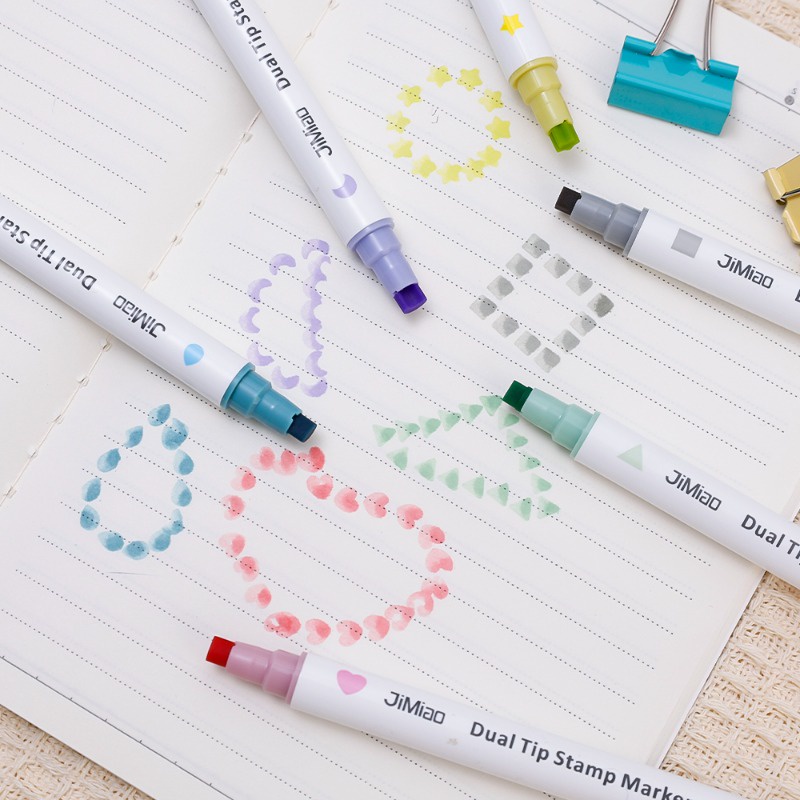 Student Scrapbook Diary Art Drawing Marker Pen / 6 Color Stamps Double ...