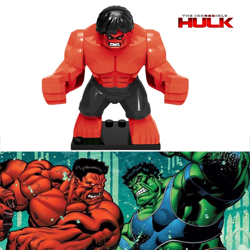Red Super Hulk Hero Building Blocks Small Particle Boy Construction Set ...