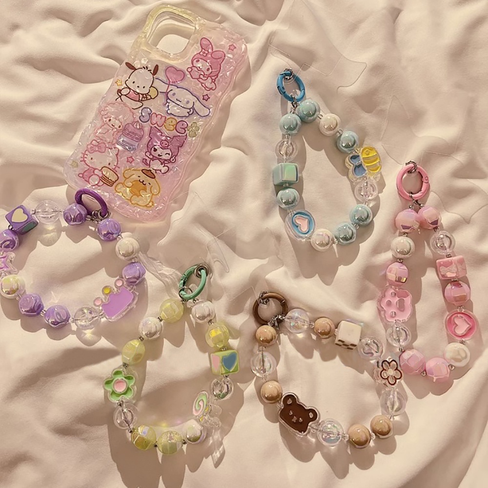 INS Candy Color Acrylic Charms Beads Flower Animals Lanyard Phone Chain ...