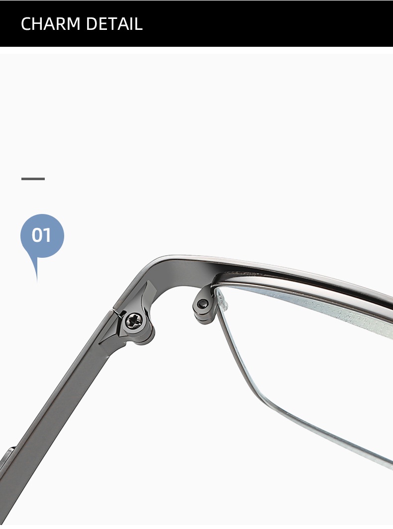 J19121 1pc Metal Frame Squared Lens Blue Light Blocking Spring Hinges ...