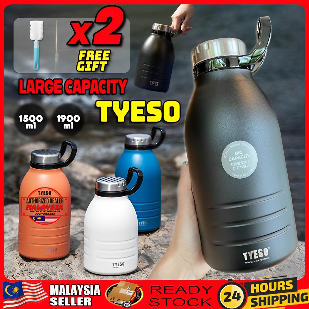 【AUTHORIZED DEALER】Tyeso Thermos Tumbler 1500ml/1900ml With Handle Vacuum Insulated Water Bottle ...