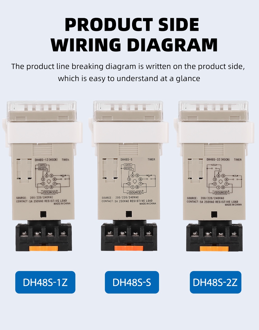DH48S-2Z DH48S-1Z DH48S-S Digital LED Timer Time Relay Switch Power On Delay AC110V 220V DC 12V ...