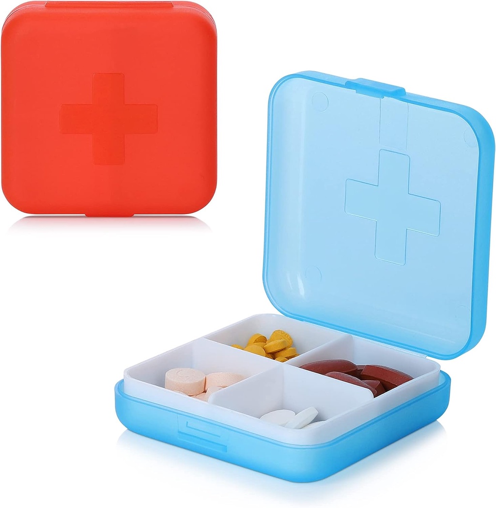 4 Slots Medicine Pill Box Case Portable Travel Compartment Mini Plastic ...