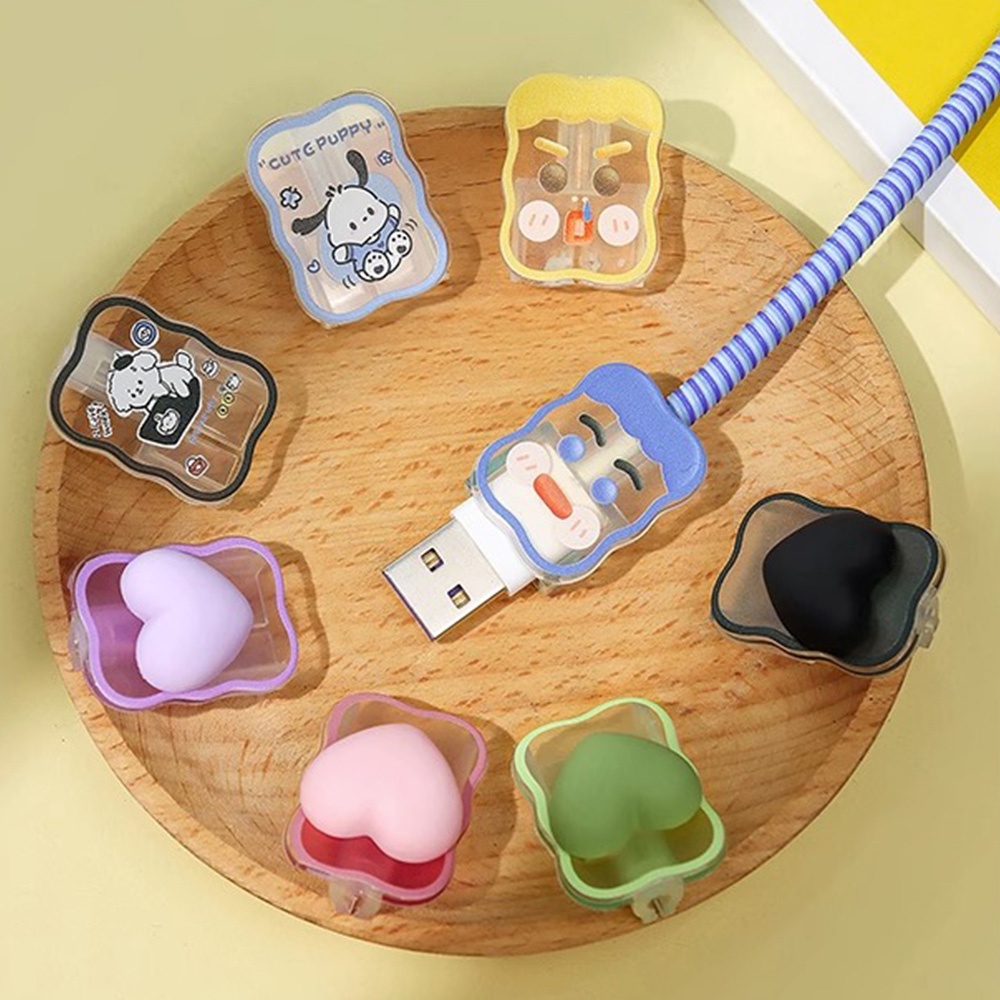 Cartoon Pink Love Multicolor Charging Head Protective Cover for Apple ...