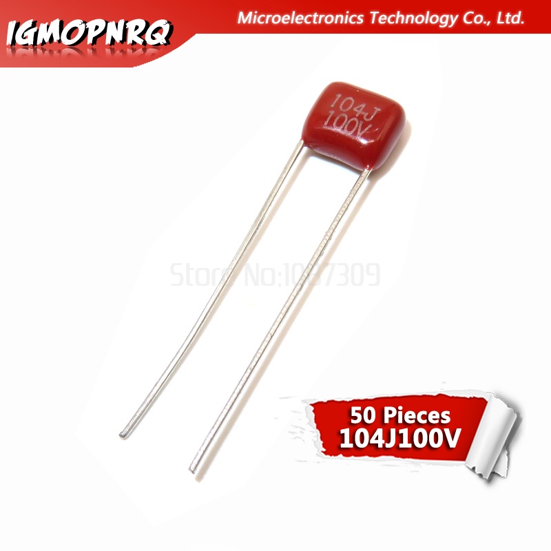 50PCS 100V104J Pitch 5mm 100NF 0.1UF 100V 104 igmopnrq CBB Polypropylene film capacitor new ...