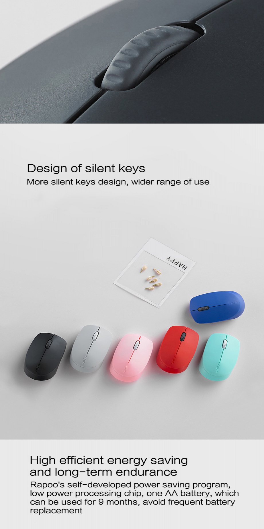 Rapoo M100 Silent Wireless Mouse with Bluetooth 3.0/4.0 RF 2.4G Mute ...