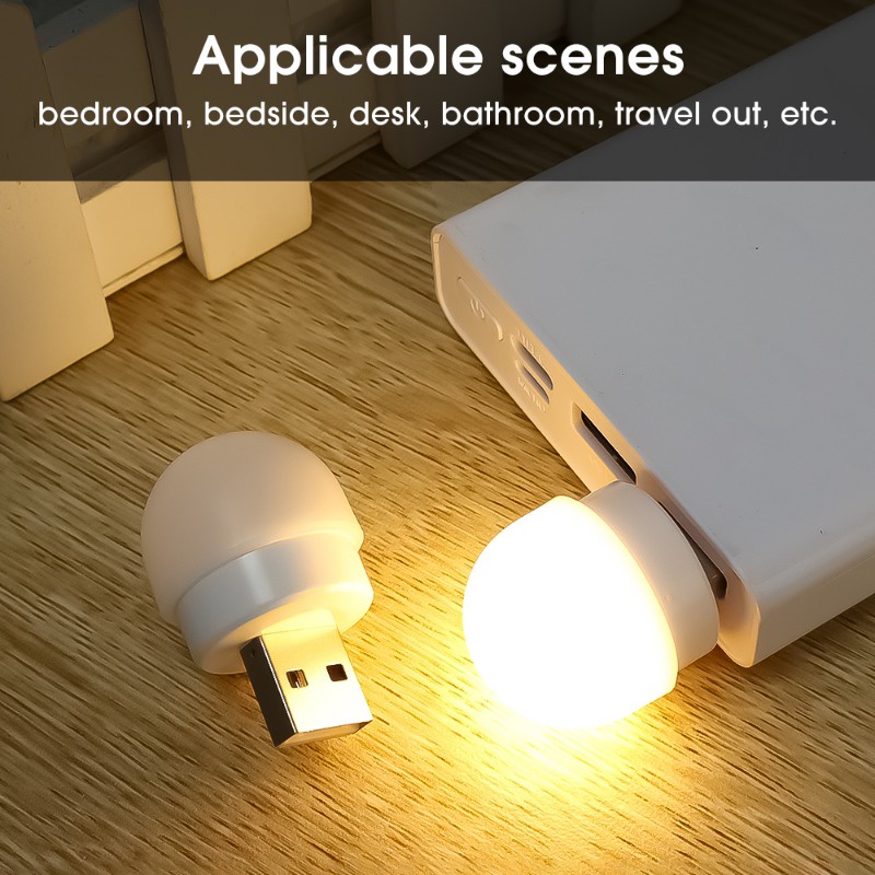Mini Usb Night Light Eye Protection Book Reading Light Warm White