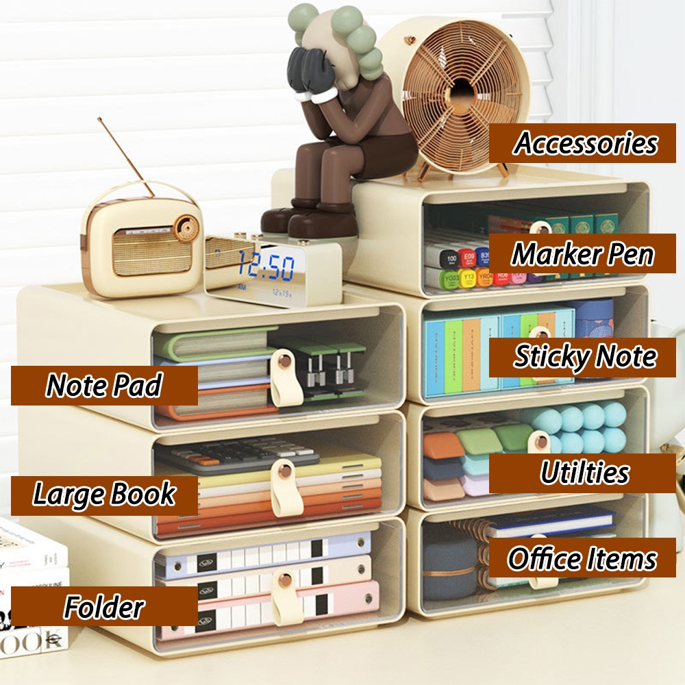 [1PC] Borong365 Stackable Drawer Storage Box Kotak Laci Meja Desk Table ...