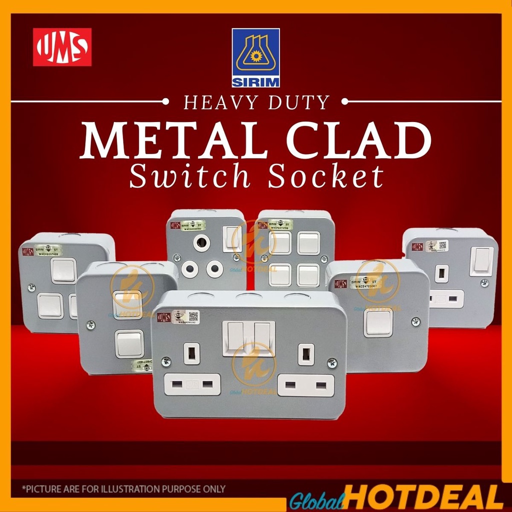 UMS METAL CLAD Switch Socket Series with Base Heavy Duty SIRIM Approved ...